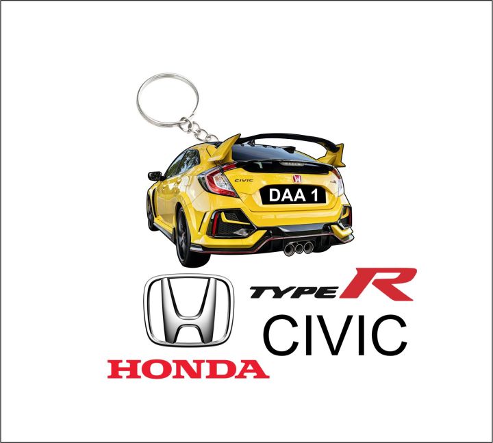 honda civic type R yellow keychain type-r accessories aksesori | Lazada