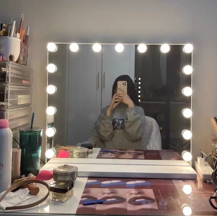 Large Size Desktop LED Makeup Mirror with Intelligent Lighting for Home ...