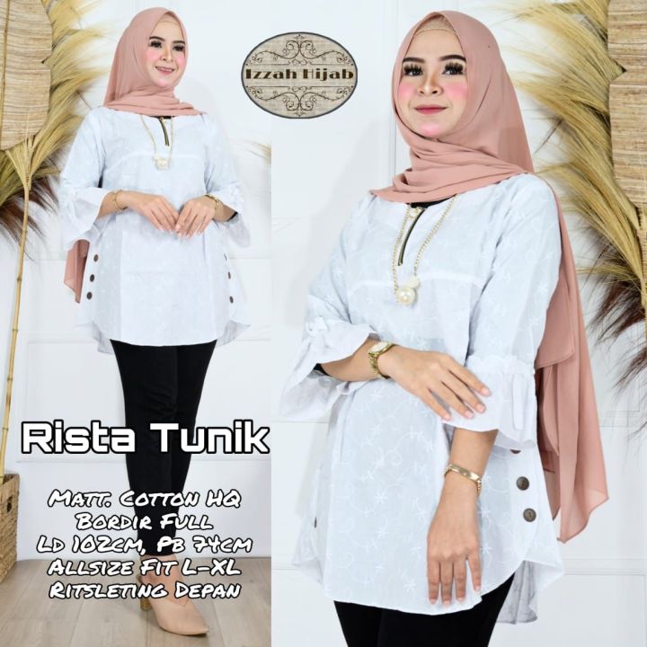 RISTA TUNIK | BAJU PUTIH | ATASAN PUTIH | BAJU KANTOR | BAJU KERJA ...