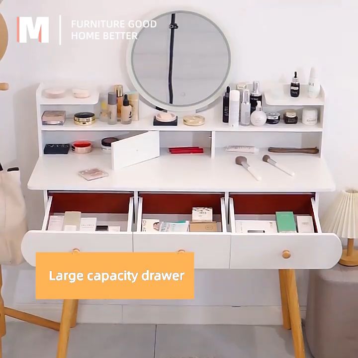 Led Light Dressing Table Nordic Home Bedroom Multi-Functional Vanity ...