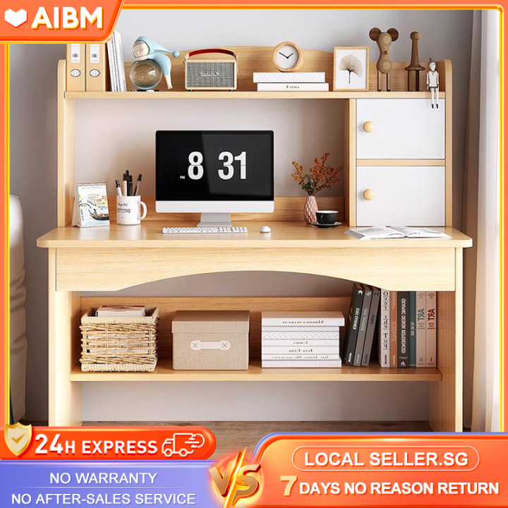 AIBM Computer Table Student Study Desk With Book Shelf Table With ...