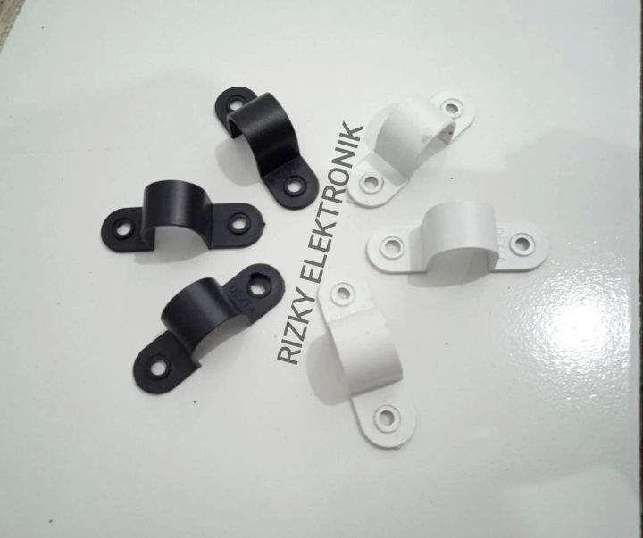 (harga untuk 5pc) Klem Penjepit Pipa Conduit PVC 20mm Hitam Putih DEXTA ...