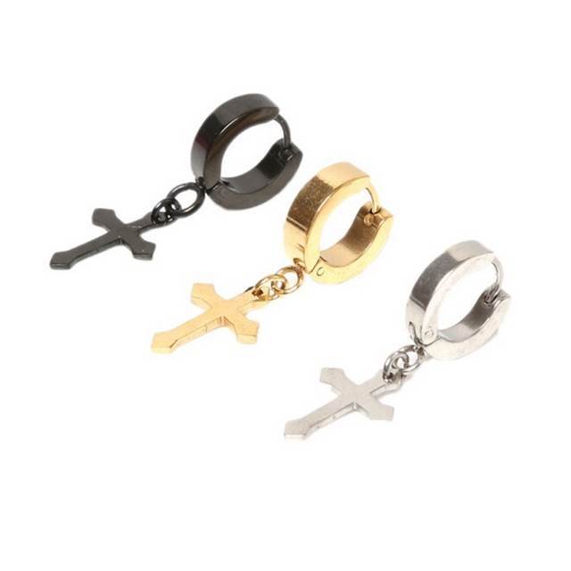 Stainless Gold Earrings Cross Punk Fashion | Lazada PH