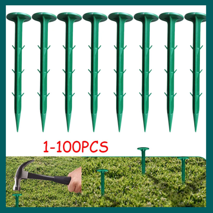 1-100PC Grass Proof Nails Garden Landscaping Stake Insertion Ground ...