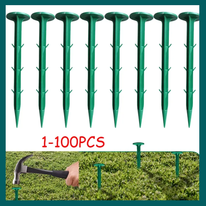 1-100PC Grass Proof Nails Garden Landscaping Stake Insertion Ground ...