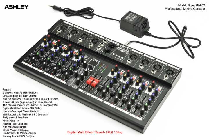 mixer ashley 8ch supermix 802 eho reverb 16dsp | Lazada Indonesia