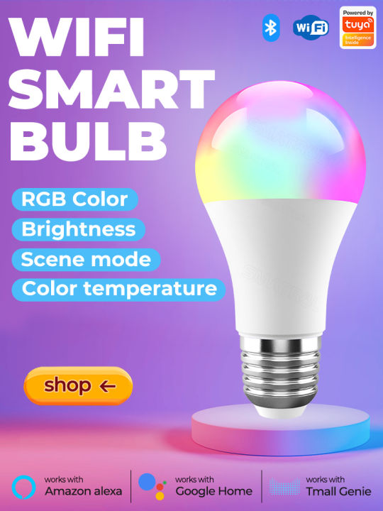SMATRUL WiFi Bulb Smart Lamp, E27 15W Wireless LED Light Bulb Home ...
