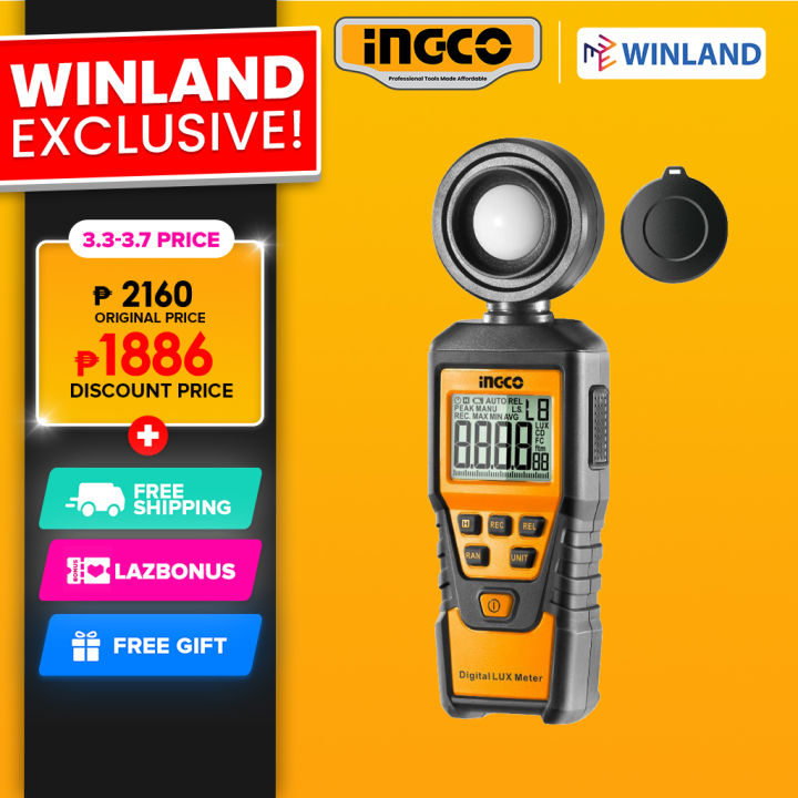 Ingco by Winland Digital LED Luxmeter Lux Meter 0~200000Lux HETLU01 ING ...