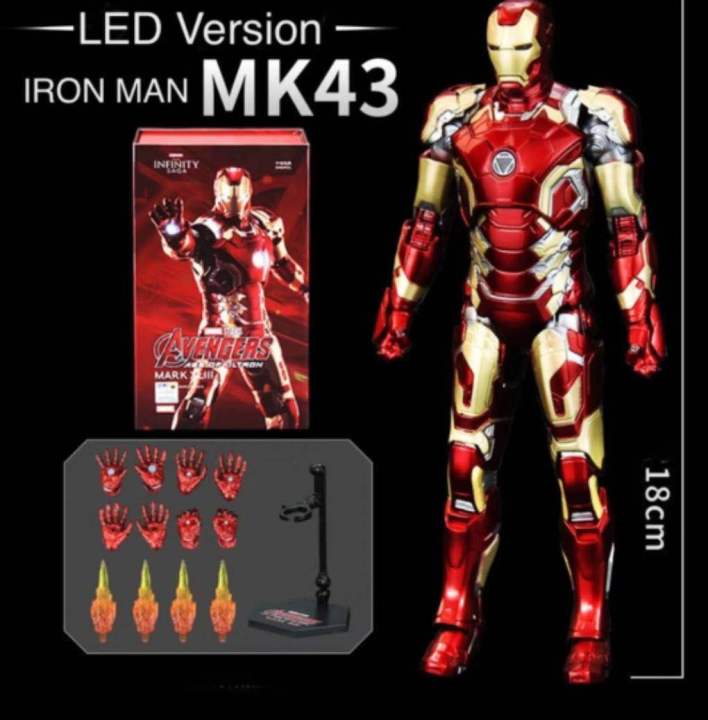 IRON MAN Mk43 ZD TOYS LED VErsion (มีไฟ) 1/10 Action Figure 18 cm ...