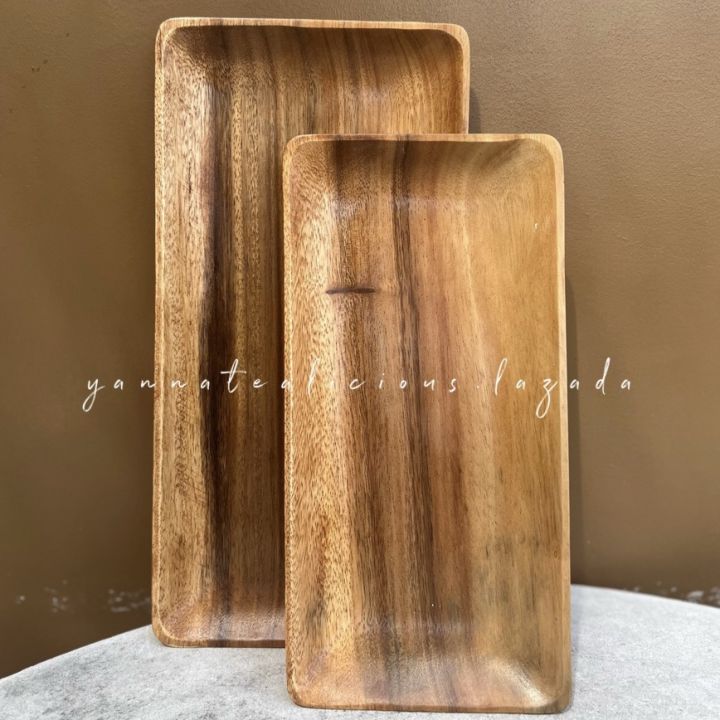 Acacia Wooden Rectangle Tray Plate / Wood Rectangular Plate Tray ...