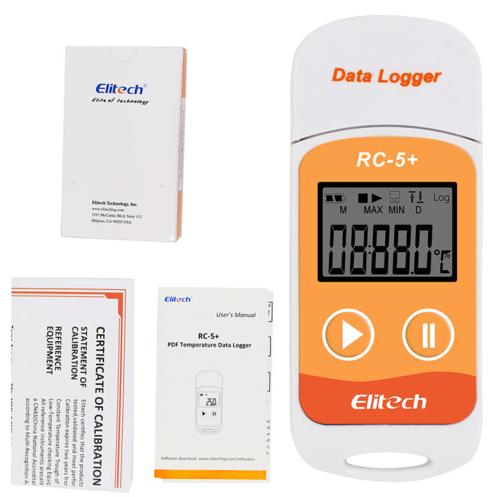 Elitech RC-5+ PDF USB Temperature Data Logger Reusable Data logger with NTC Sensor Recorder ...
