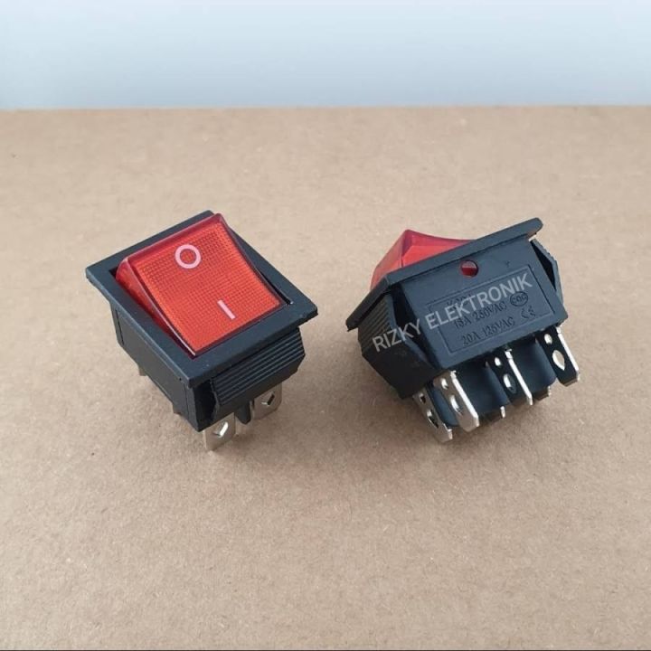 (harga 3pcs) Saklar Switch Rocker 6 Pin Kaki On/Off Nyala Lampu Merah ...