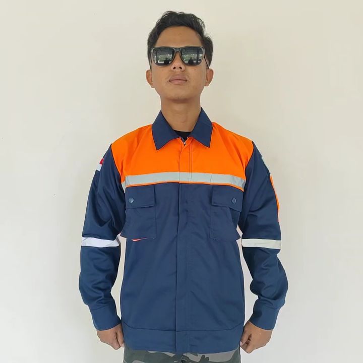 Wearpack Safety Kemeja Kerja Proyek Lengan Panjang Bordir Logo Safety ...