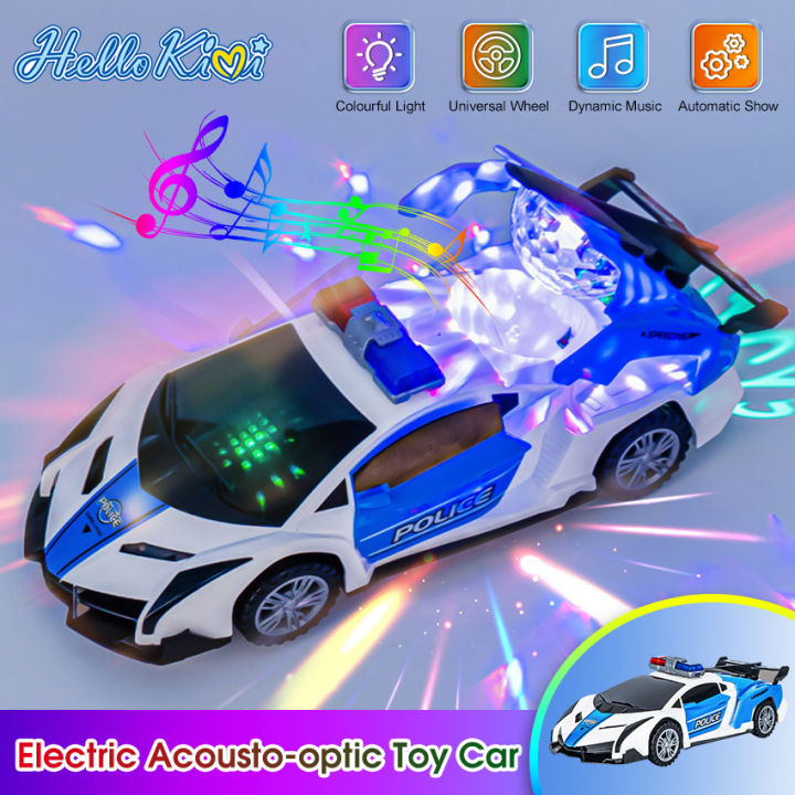 HelloKimi Electric Toy Car 360°Rotation Police Car Vehicle with LED ...