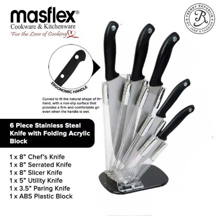 Masflex 6 Piece Knife Set With Folding Acrylic Block | Lazada PH