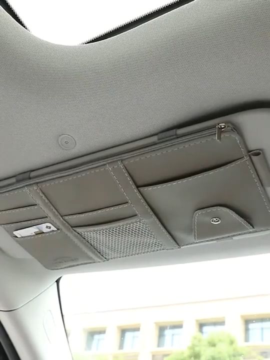 YIP AUTO Car Sun Visor Organizer Sunglasses Car Leather Organizer Card ...