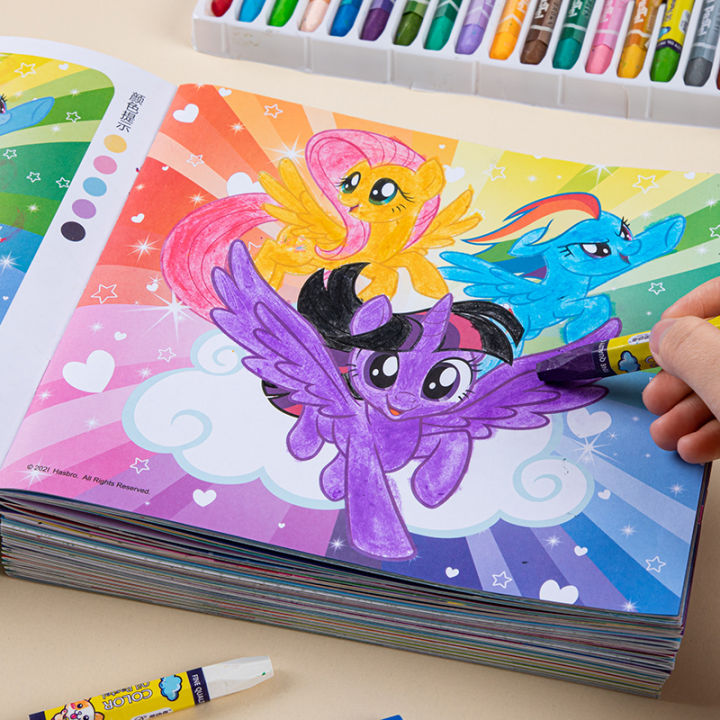 เด็ก My Little Pony สมุดระบายสีสําหรับโรงเรียนอนุบาล 4 ปี Doodle ระบาย ...
