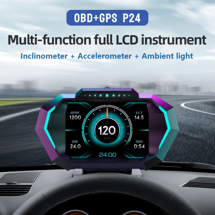 Universal OBD+GPS HUD Smart Gauge P24 Car OBD Head Up Display HUD on ...