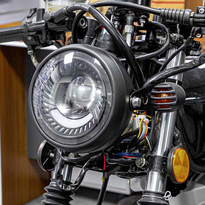 6.5'' Motorcycle Cafe Racer Vintage Universal LED Protection Headlight ...