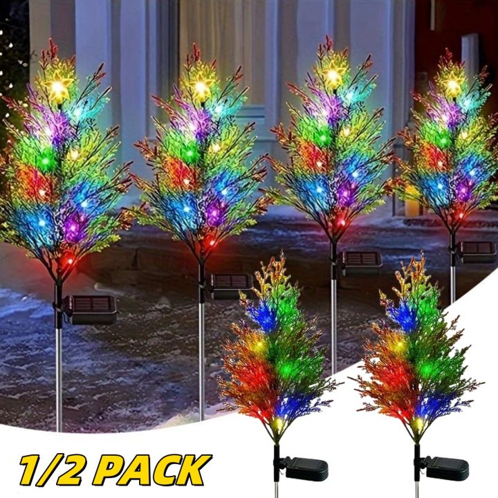 1/2 PCS Solar LED Tree Lights Multicolor Changing Waterproof Outdoor ...