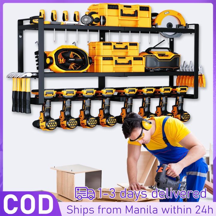 Wall-mounted Power Tools Organizer Rack 3 Layer Heavy Duty Metal Tool ...