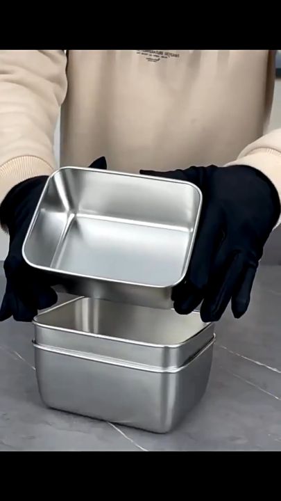 Set of 4PCS 304 Stainless Steel Japanese Style Tray Food Storage Box ...