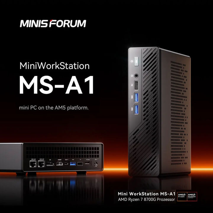 Minisforum Mini PC MS-A1 Supports AM5 AMD R7 8700G/R9 9950X Triple ...