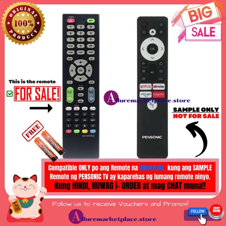 Ready to Use Universal TV Remote Control for Pensonic Smart TV FTV-3250 ...