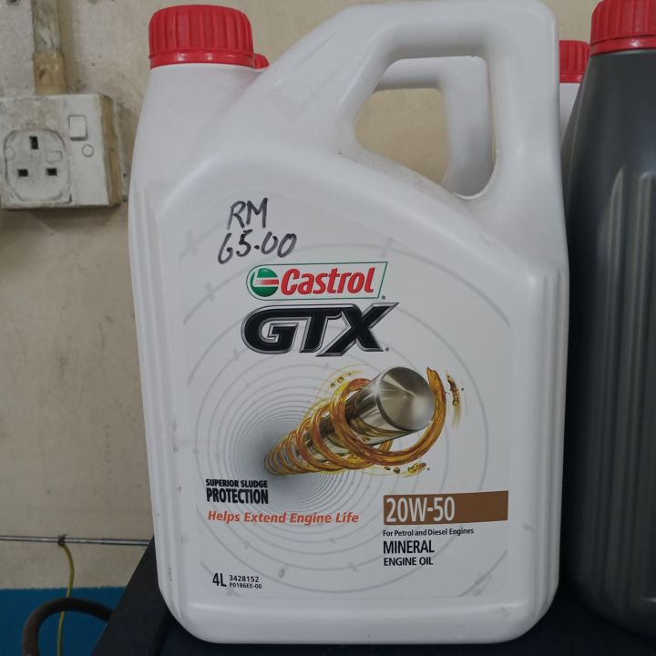 Castrol Gtx 20w50 mineral engine oil (4 litter) original | Lazada