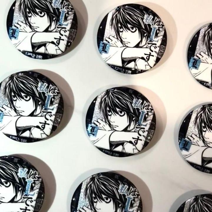 Death Note Anime Badge L 58mm Night God Moon Button Fan Art Collectible ...