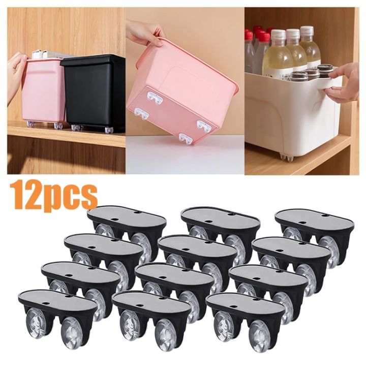 12PCS Mini Furniture Caster Wheel Storage Box Pulley Tools Trash Can ...
