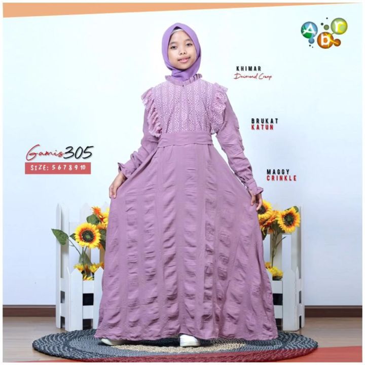 gamis crincle anak terbaru usia 5-12 tahun midi dress crincle anak ...