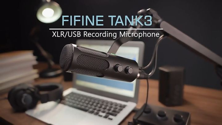 FIFINE AmpliTank Tank3 XLR All Metal Studio Dynamic Microphone for Podcast Streaming, USB/XLR ...