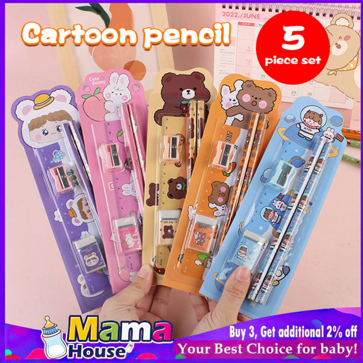 5Pcs Kids Stationery Set school supplies pencil set package for kids ...