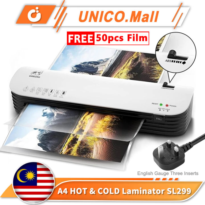 UNICO Laminated Machine SL299 A4 Size Hot and Cold Lamination 2 Roller System Photo Laminator ...
