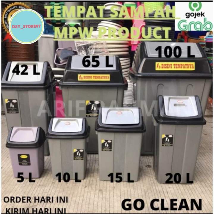 Tempat sampah abu 5 10 15 20 42 65 100 liter / tong sampah abu tutup goyang jumbo | Lazada Indonesia