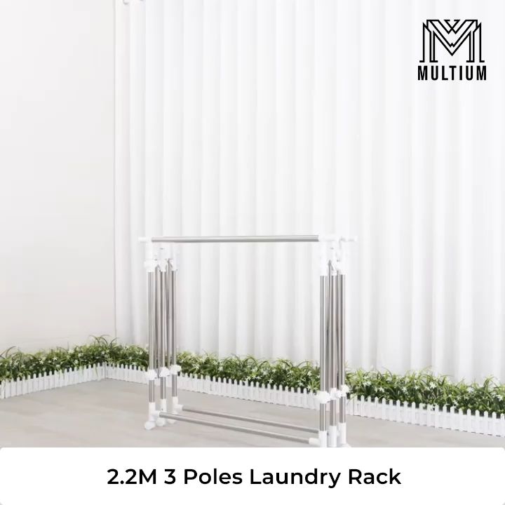Upgraded H Type Model 2.5M (3 Poles) Drying Rack for Hanging Clothes ...