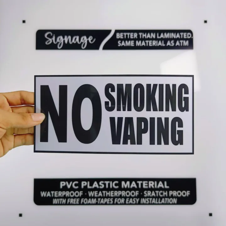 SIGNAGE - NO SMOKING NO VAPING - PVC PLASTIC MATERIAL SIGNAGE | Lazada PH