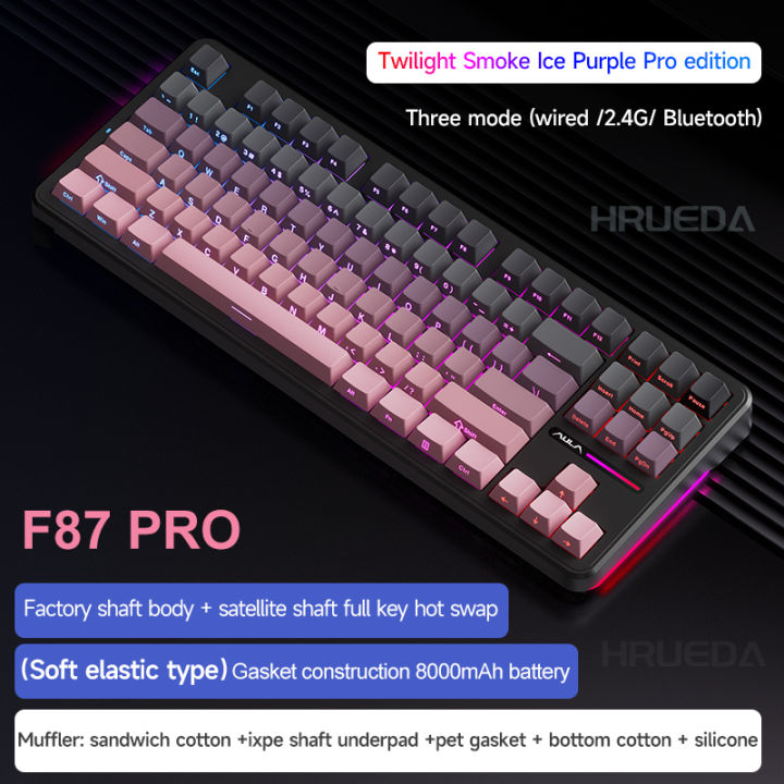Aula F87 PRO Mechanical Keyboard 3 Mode 2.4G/USB/Bluetooth Tri Mode Wireless Keyboard 87 Key ...