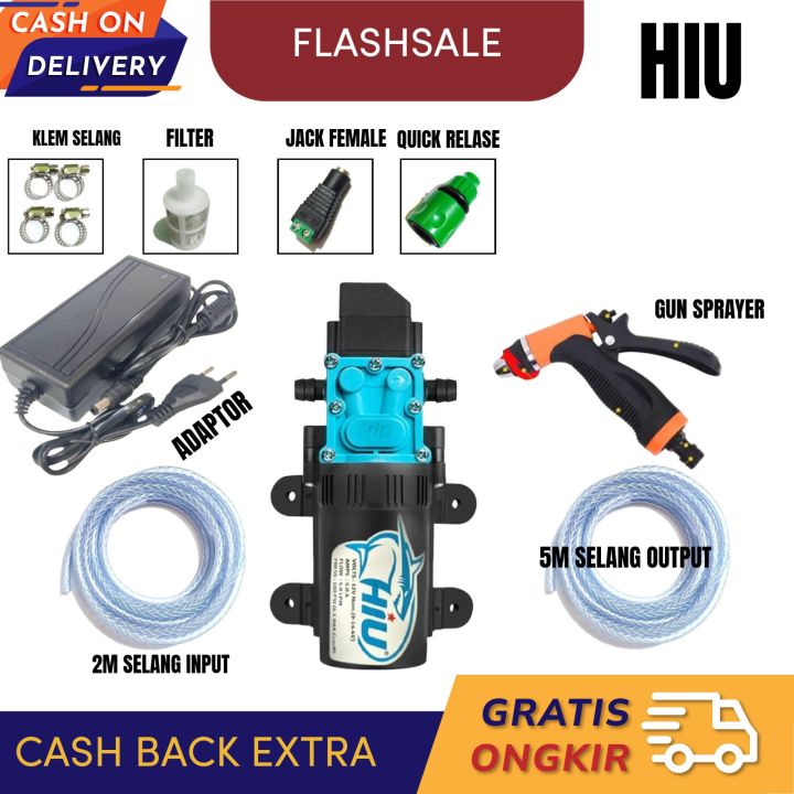 Pompa Dc hiu 12v 100 PSI / Paket Lengkap Alat Cuci motor / Jet Gun ...