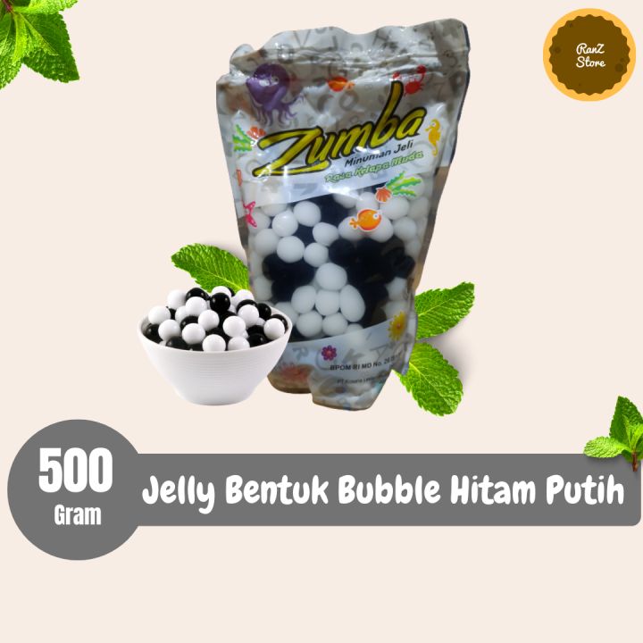 topping boba jelly hitam putih 500 gr / zumba jelly mega hitam putih ...