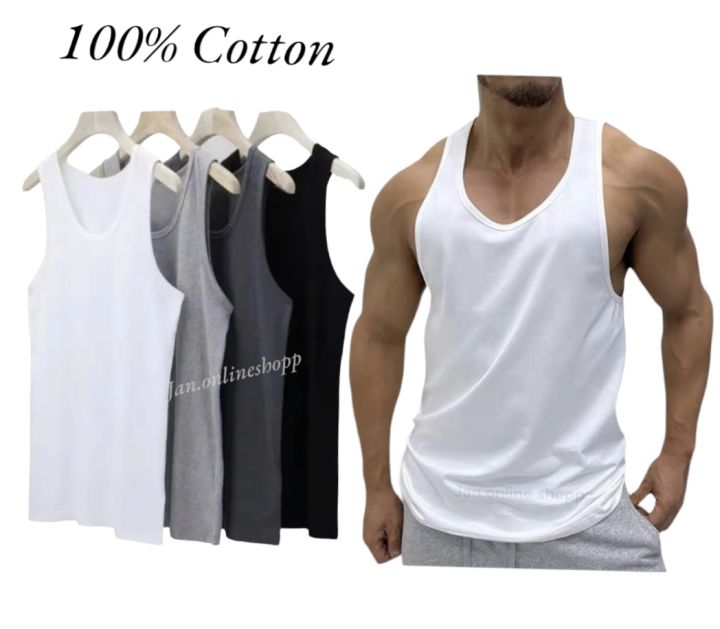 3pcs - 1pcs Plaine Cotton Sando White & Black Sando for Men fit Med to ...