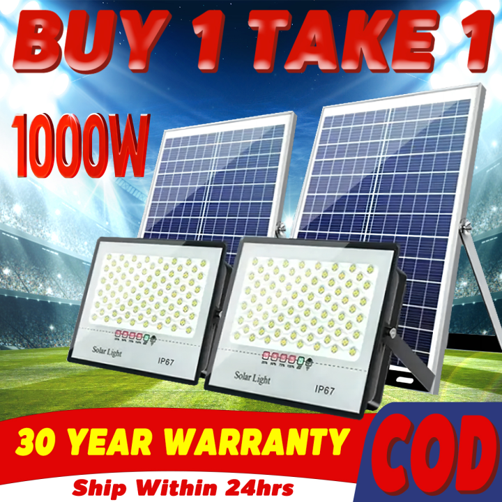 BUY 1 TAKE 1 Solar light outdoor waterproof IP67 1000W Solar lights Heavy Duty Solar LED Flood ...