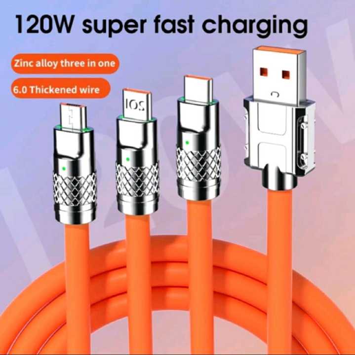 New Kabel Data 120W AN-K06 3 in 1 (MICRO, TYPE C , LIGHTNING) Super ...