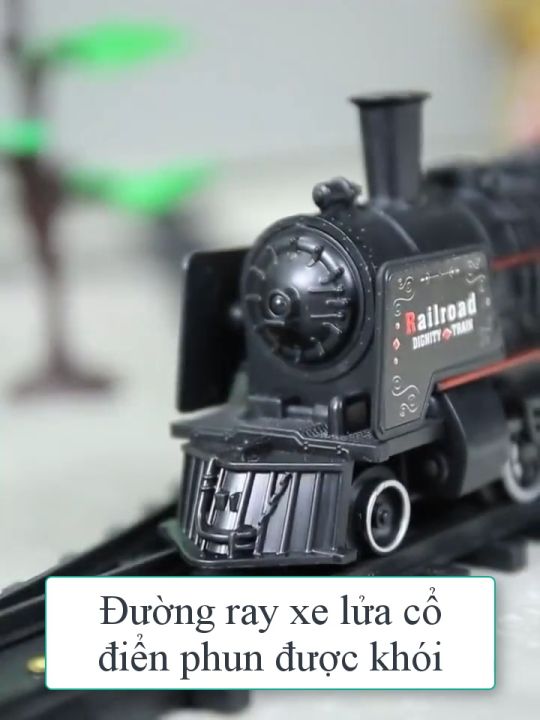 Bộ đồ chơi đường ray xe lửa cổ điển phun được khói, chất liệu hợp kim ...