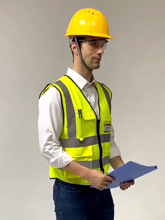 Custom Safety Vest Logo Class 2 High Visibility Vest With 5 Pockets and ...