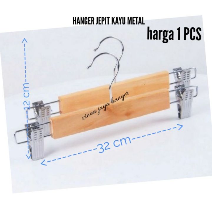 Hanger celana Jepit kayu Besi Lurus Gantungan Celana Model Jepit Besi ...