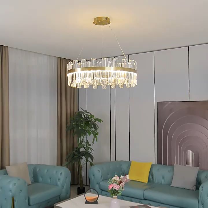 Modern Chandelier Ceiling Light Sala Tricolor for Living Room Crystal ...