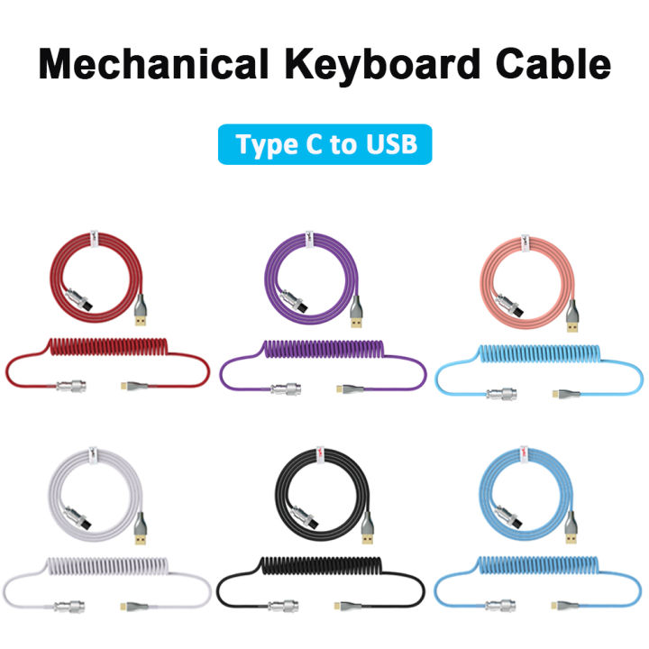 Coiled Cable Mechanical Keyboard Aviator Cable Type-C to USB Connector ...