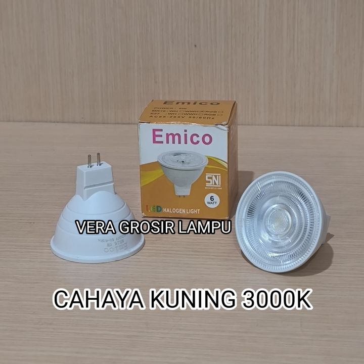 Emico lampu Spotlight LED 6W mr-16 cahaya kuning 3000K | Lazada Indonesia